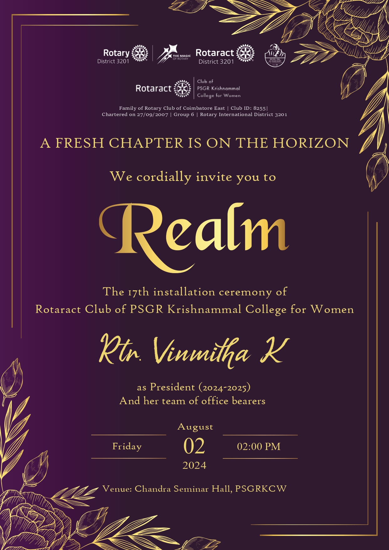 Rotaract Club – REALM Ceremony - PSGRKCW