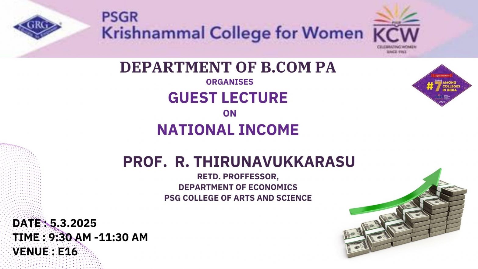 Guest Lecture ‘National Income’ - PSGRKCW