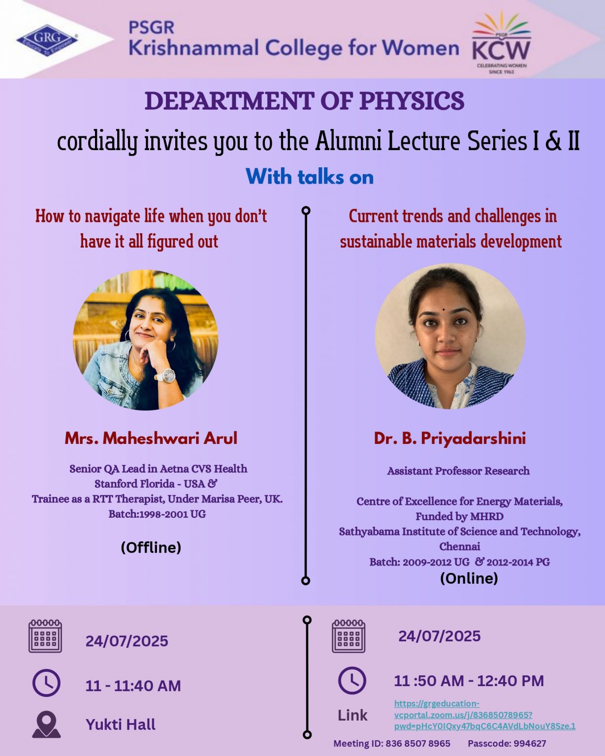 Alumni Lecture Series - PSGRKCW